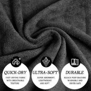 48 Pack Bleach Proof Salon Towels Microfiber Absorbent Towels Bleach Resistant Hair Towel Quick Dry Hand Towels Bulk for Gym Bath Spa Home Hair Drying, 16 x 27 Inches (Black)