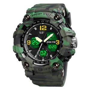 dayllon mens digital sports watch 50m waterproof military backlight stopwatch countdown watches 1742 green