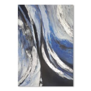 ypy blue abstract canvas wall art: sea wave painting textured picture for living room decor, black grey modern print minimalist artwork framed poster home decoration 10 x 15