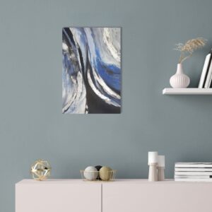 YPY Blue Abstract Canvas Wall Art: Sea Wave Painting Textured Picture for Living Room Decor, Black Grey Modern Print Minimalist Artwork Framed Poster Home Decoration 10 x 15