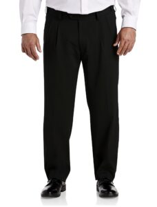 oak hill by dxl men's big and tall waist-relaxer pleated suit pants black 44 x 32