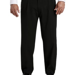 Oak Hill by DXL Men's Big and Tall Waist-Relaxer Pleated Suit Pants Black 44 x 32