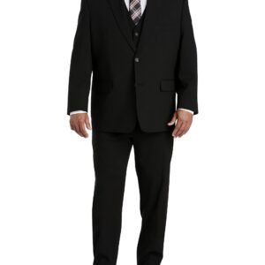 Oak Hill by DXL Men's Big and Tall Waist-Relaxer Pleated Suit Pants Black 44 x 32