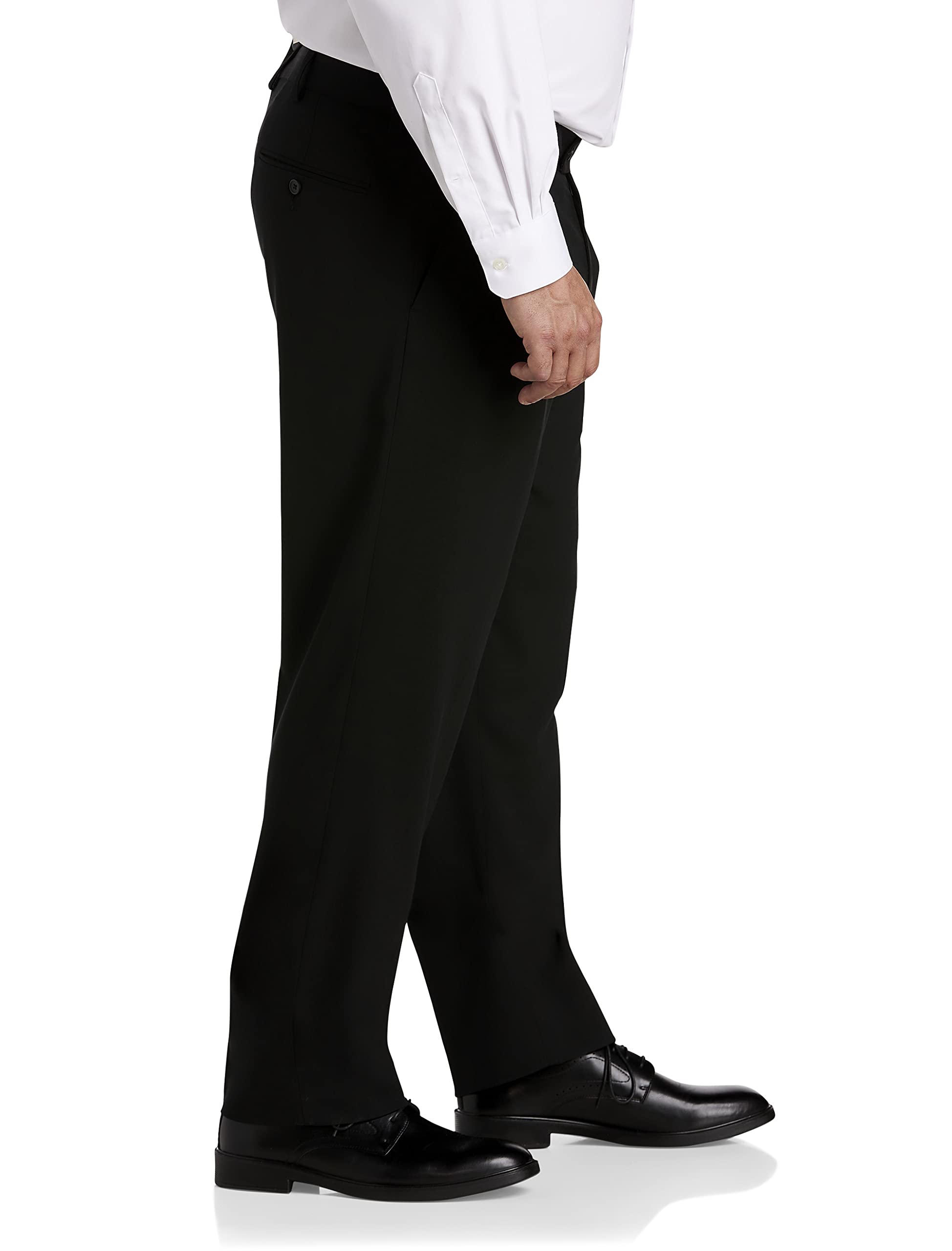 Oak Hill by DXL Men's Big and Tall Waist-Relaxer Pleated Suit Pants Black 44 x 32