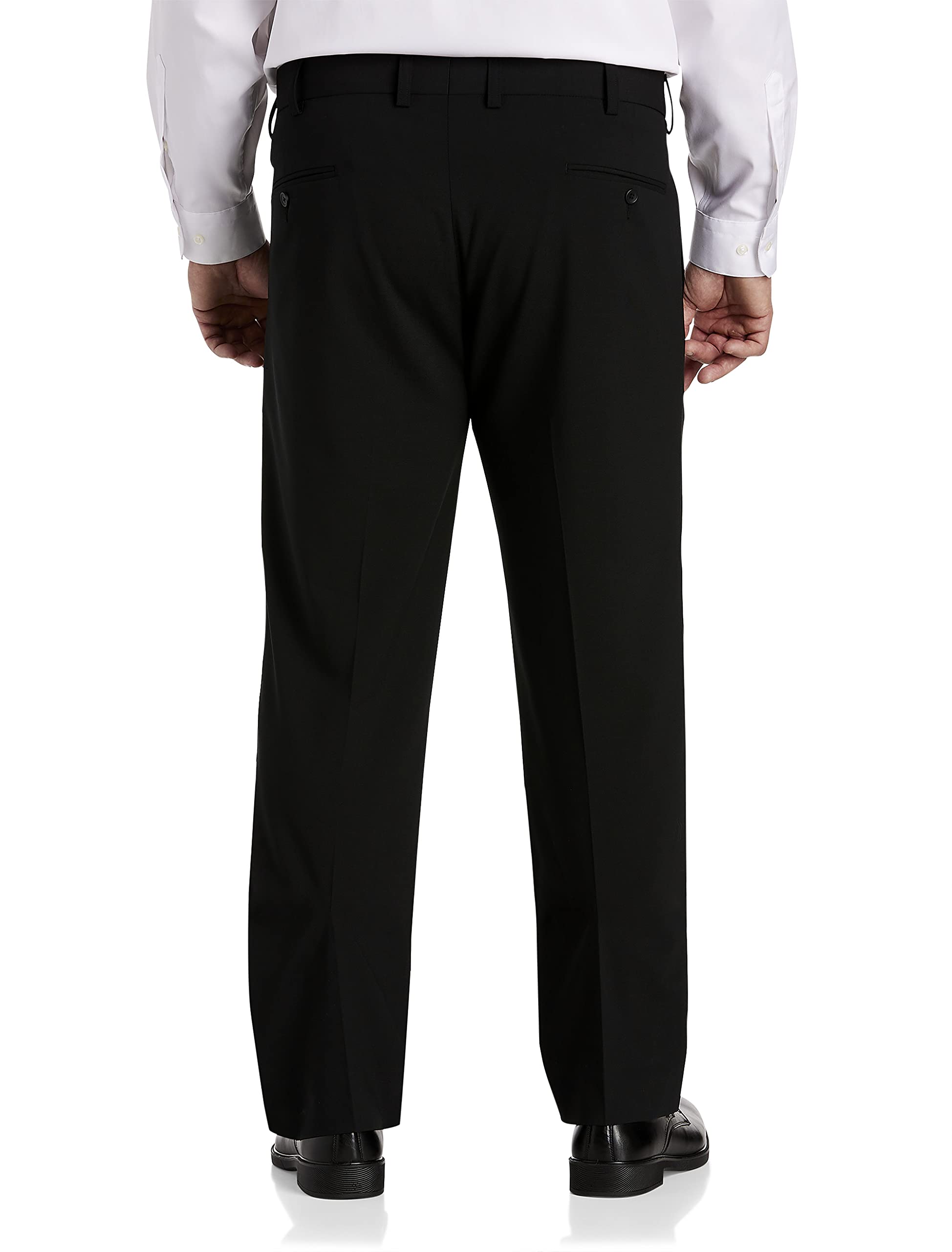 Oak Hill by DXL Men's Big and Tall Waist-Relaxer Pleated Suit Pants Black 44 x 32