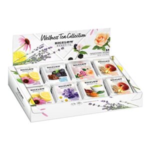 bigelow benefits wellness tea collection, variety gift box sampler, 64 tea bags, (pack of 1