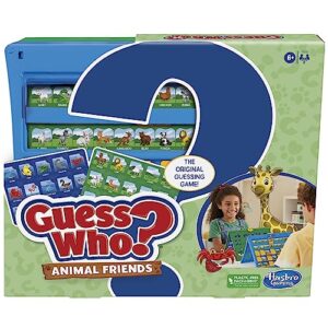 hasbro gaming guess who? animal friends game, includes 2 double-sided animal sheets, 2-player board games for kids, ages 6+ (amazon exclusive)