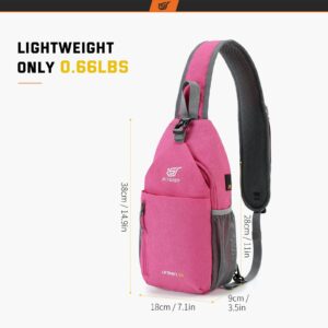 SKYSPER Sling Bag Crossbody Backpack - Chest Shoulder Cross Body Bag Travel Hiking Casual Daypack for Women Men(Pink)