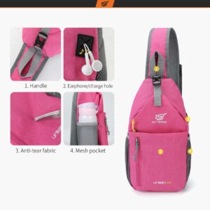 SKYSPER Sling Bag Crossbody Backpack - Chest Shoulder Cross Body Bag Travel Hiking Casual Daypack for Women Men(Pink)