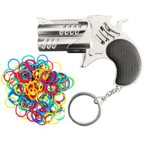 Rubber Band Gun Creative Keychains Decorative Ornaments School Bag Pendants Creative Decompression Toys (Silver)