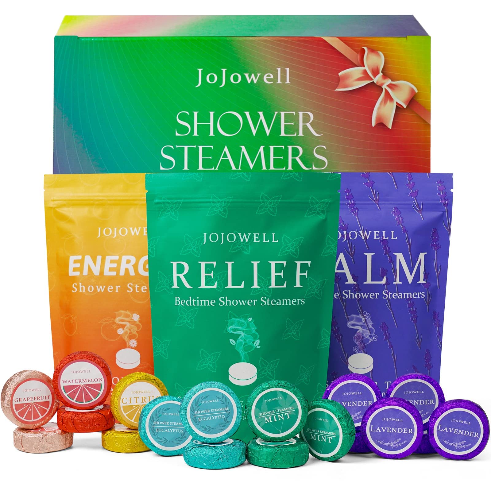 Shower Steamers Aromatherapy - 18 Pack Shower Bombs Birthday Gifts for Women, Gifts for Mom, Organic with Eucalyptus Mint Lavender Watermelon Grapefruit Essential Oils Stress Relief