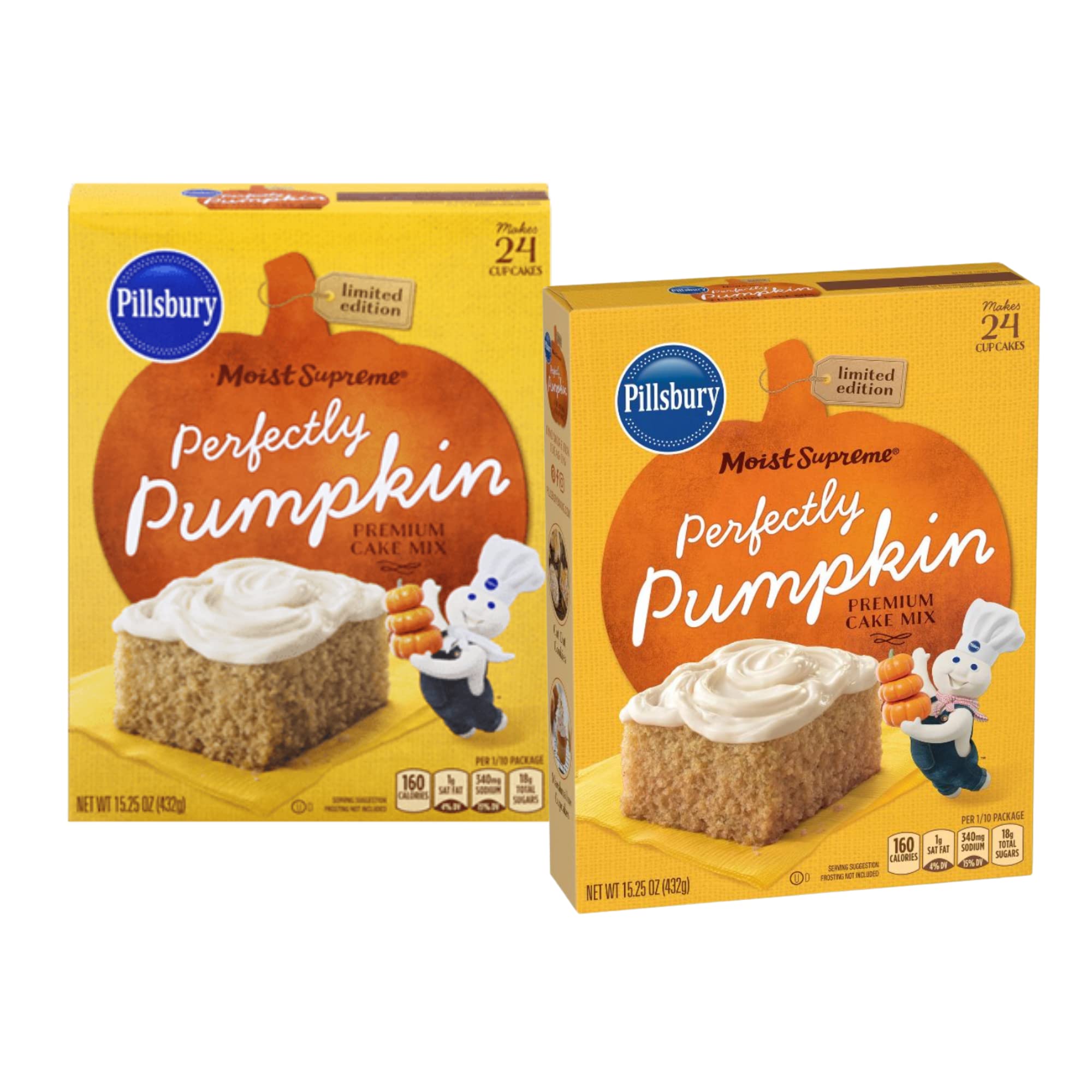 AUS Limited Edition Moist Supreme Perfectly Pumpkin Premium CAKE Mix (Pillsbury), BUNDLE of 2, Delicious Dessert, 15.25oz, Perfect for Any Celebration, Halloween Parties, Thanksgiving, Fall Season