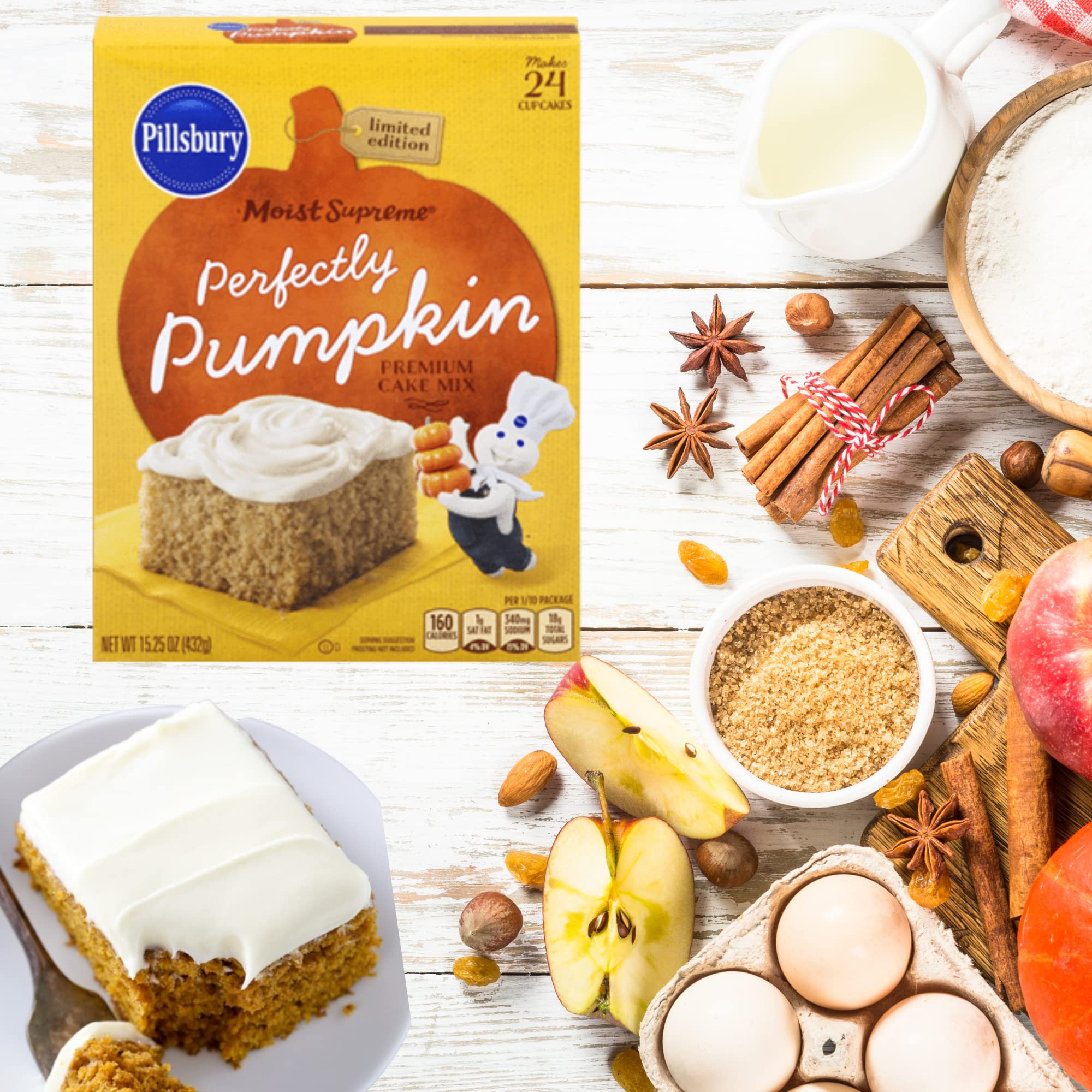 AUS Limited Edition Moist Supreme Perfectly Pumpkin Premium CAKE Mix (Pillsbury), BUNDLE of 2, Delicious Dessert, 15.25oz, Perfect for Any Celebration, Halloween Parties, Thanksgiving, Fall Season