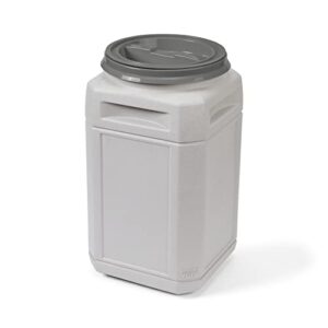 mighty tuff 13 gallon/up to 54 pound pet food storage container with airtight lid and built-in handles for easy transport, made for durable and versatile storage