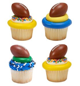 decopac 3d football rings, cupcake decorations, food safe cake toppers – 24 pack, multicolor