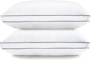 lane linen gusseted soft bed pillows standard size set of 2 for sleeping, back, stomach or side sleepers, down alternative, white - 20 x 26 inches