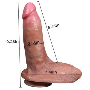 10.23 Inch Huge Realistic Dildo with Lifelike Glans Ball Liquid Silicone Anal Dildo with Strong Suction Cup Adult Sensory Sex Toys for Female Male Masturbation Romi