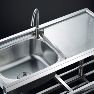 Single Bowl Kitchen Sinks,Outdoor Free Standing Sink, Commercial Restaurant Kitchen Bar Sink, With Cutting Board, Utility prep station Sink, Laundry Tub, Free Standing Stainless-Steel ( Color : A )