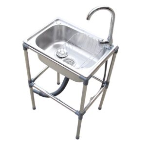 stainless steel sink, free standing restaurant sink station with strainer, kitchen prep & utility sink for home garage bar laundry room, workbench storage shelves indoor outdoor ( color : 35*48*75cm )