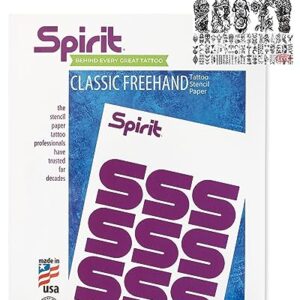 Spirit Freehand Tattoo Transfer Paper - A4-Size Freehand Tattooing Stencil Paper Certified Vegan with Vegetable Wax Easy Transfer Tattoo Paper (100ct)