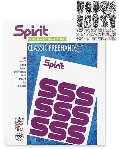 Spirit Freehand Tattoo Transfer Paper - A4-Size Freehand Tattooing Stencil Paper Certified Vegan with Vegetable Wax Easy Transfer Tattoo Paper (100ct)