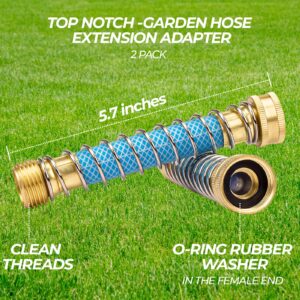 Fevone Garden Hose Extension 5.7" Hose Extender, Fits Hoses/Pipes of All Replacement/Replaceable Parts, Short Hose Connectors with Coil Spring, Solid Brass Fittings, No Leak, 2 Pack