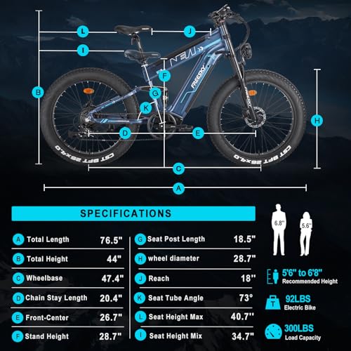 FREESKY 2024 Upgraded 𝐃𝐮𝐚𝐥 𝐁𝐚𝐭𝐭𝐞𝐫𝐲 48V 𝟯𝟱𝐀𝐇 𝟐𝟎𝟎𝟎𝐖 Motor 155 Miles Long Range Electric Bike for Adults 𝟑𝟴MPH+ 26" Fat Tire Full Suspension EBike with Dual Hydraulic Brakes