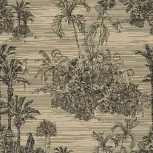 jiffdiff black peel and stick wallpaper tropical forest sketch vintage wallpaper for bedroom 17.3"x393.7" animal stick on wallpaper removable self-adhesive wall decor