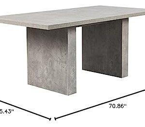 GIA Home Furniture Series 70-Inch Seamless Top Dining Room Table, 70 INCH, Cement Gray