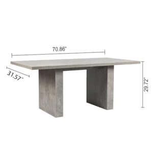 GIA Home Furniture Series 70-Inch Seamless Top Dining Room Table, 70 INCH, Cement Gray