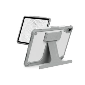 uag designed for ipad 10.9” 10th gen 2022 case scout healthcare white/gray with hand strap, kickstand pencil holder rugged lightweight slim impact resistant protective folio cover by urban armor gear