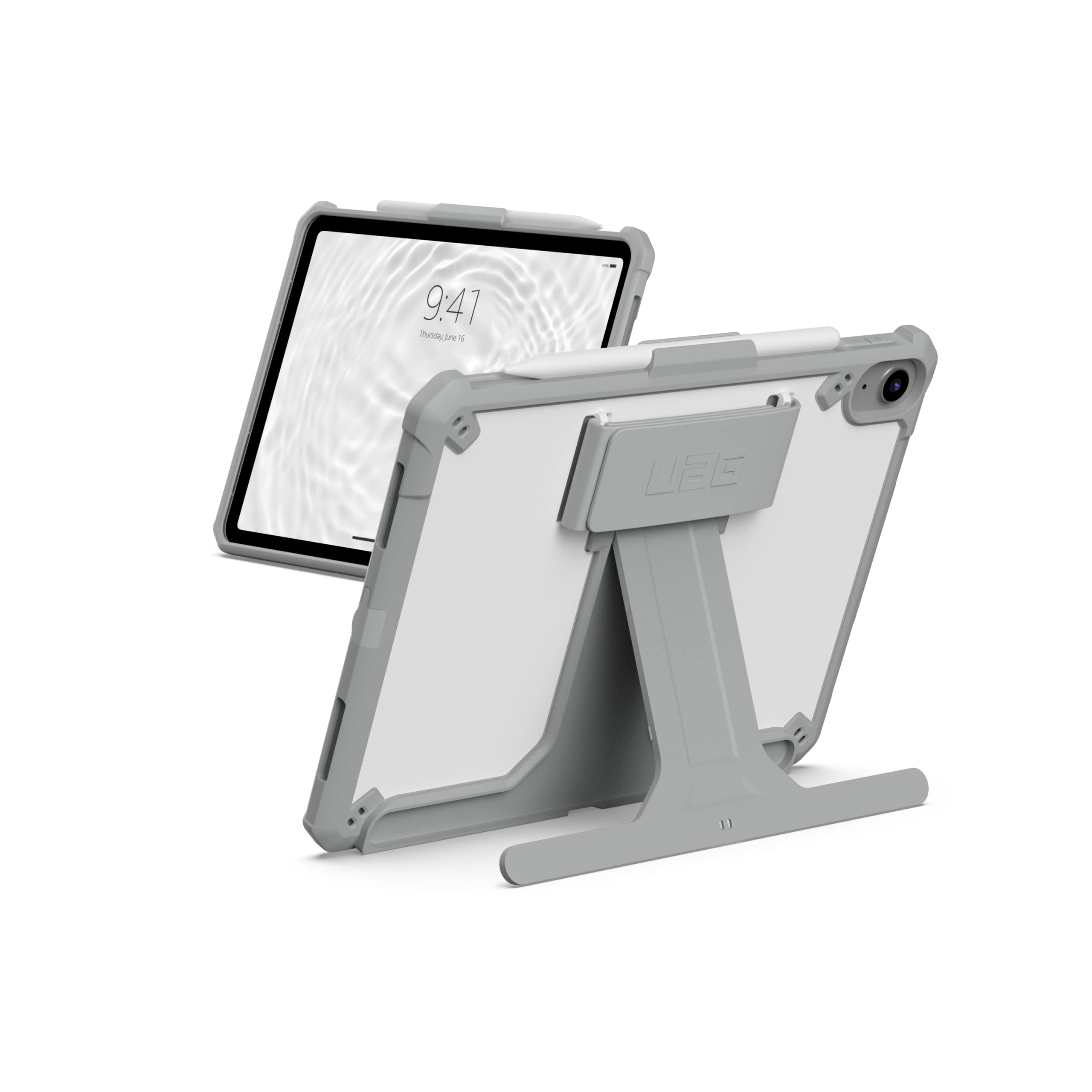 UAG Designed for iPad 10.9” 10th Gen 2022 Case Scout Healthcare White/Gray with Hand Strap, Kickstand Pencil Holder Rugged Lightweight Slim Impact Resistant Protective Folio Cover by URBAN ARMOR GEAR