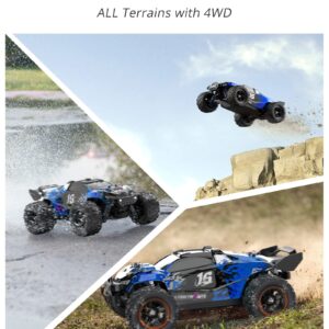 KIDOMO 1:18 Scale Brushless RC Car - 60KM/H All Terrain High-Speed & Off-Road Remote Control Car with 2 Rechargeable Batteries Hobby Monster Car 4WD RC Truck Gifts for Kids and Adults, Red (T1)