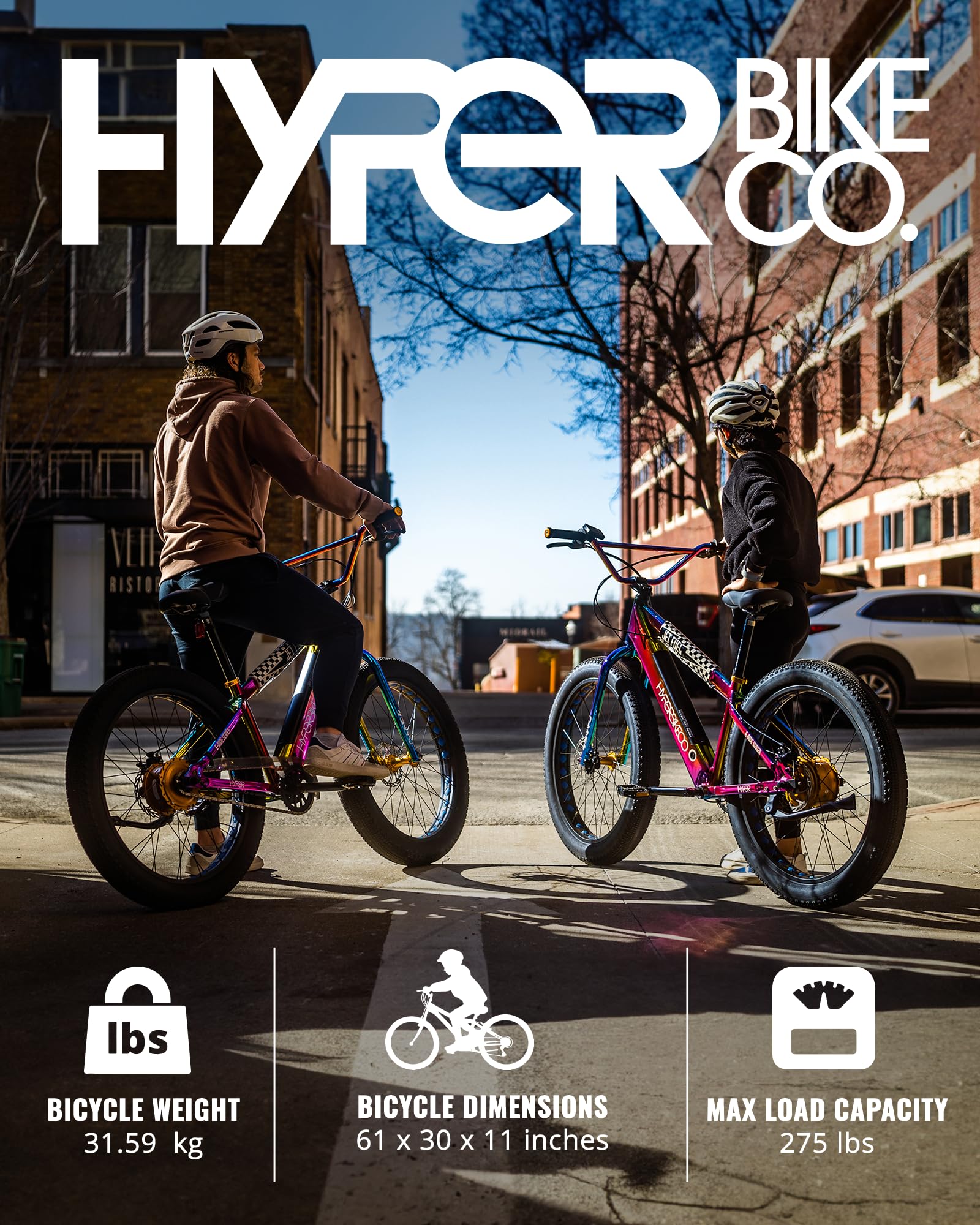 Hyper E-Ride BMX Fat Tire Electric Bike. 250w, 36v Battery, 26 X Inch Fat Tire Ebike with Pedal Assist, Single Speed, Front and Rear Disc Brakes, BMX Frame. Electric Bicycle for Adults. (Jet Fuel)