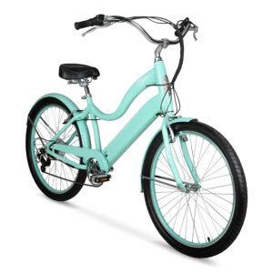 hyper bicycles e-ride 26" ladies 36v electric cruiser e-bike with pedal-assist, 250w motor, turquoise