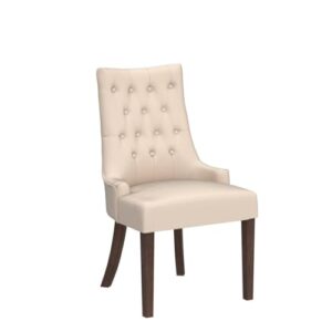 COLAMY Wingback Upholstered Dining Chairs Set of 6, Fabric Side Dining Room Chairs with Tufted Button, Living Room Chairs for Home Kitchen- Beige