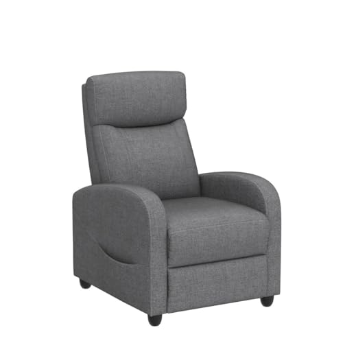 ZUNMOS Living Room Massage Single Fabric Sofa Adjustable Theater Padded Seat Backrest Winback Modern Recliner Bedroom Chair for Adults (Grey), 27.17D x 34.25W x 38.58H