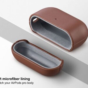 Lopie Brown Leather Case for AirPods Pro 2nd Generation, Handmade, 360-Degree Protection, Lightning Port Access