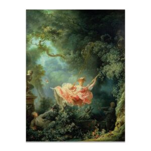 zzpt jean honore fragonard the swing prints - fine art poster - classicism oil painting vintage canvas wall art landscape for living room bedroom home decor unframed (12x15in/30x38cm)