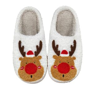 christmas slippers for women cozy christmas slippers cartoon fuzzy reindeer shoes animal holiday cute xmas moose slippers