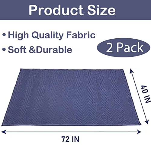 PONGHEI 2 Moving Blankets 40"x 72" Heavy Duty Packing Blankets for Moving Shipping Thick Furniture Wrapping for Moving Supplies Professional Quilted Shipping Blankets