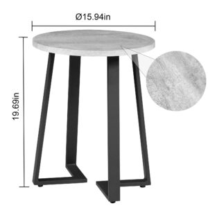 ODIKA Round Mod Concrete Side Table - Small End Table Plant Stand for Living Room Bedroom or Patio