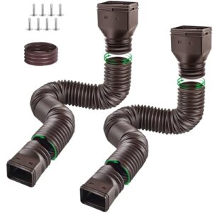 gutter downspout extensions, 2 pack flexible rain gutter downspout extenders, drain downspout extender for house gutter splash block, drainage pipe connector from 21"-70" - brown