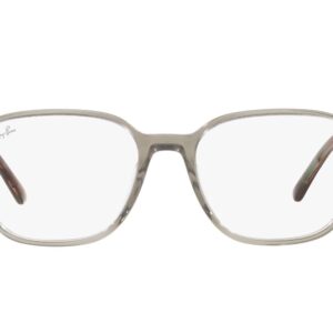 Ray-Ban RX5393 Leonard Square Prescription Eyewear Frames, Transparent Green/Demo Lens, 49 mm