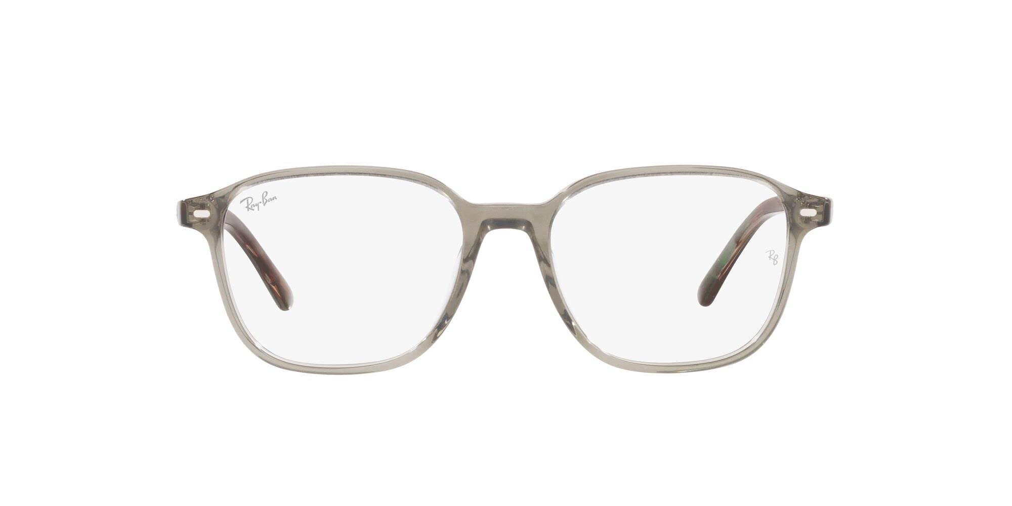 Ray-Ban RX5393 Leonard Square Prescription Eyewear Frames, Transparent Green/Demo Lens, 49 mm