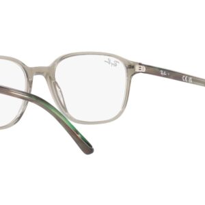 Ray-Ban RX5393 Leonard Square Prescription Eyewear Frames, Transparent Green/Demo Lens, 49 mm