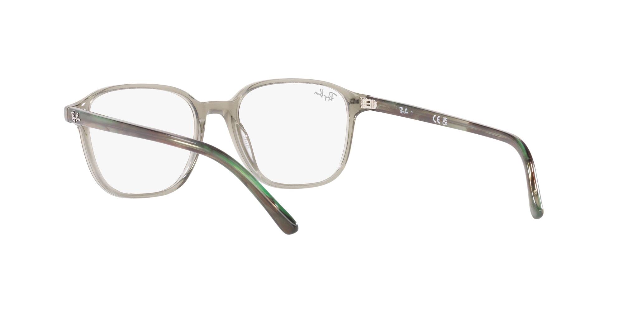 Ray-Ban RX5393 Leonard Square Prescription Eyewear Frames, Transparent Green/Demo Lens, 49 mm