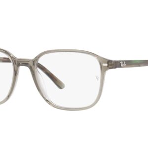 Ray-Ban RX5393 Leonard Square Prescription Eyewear Frames, Transparent Green/Demo Lens, 49 mm