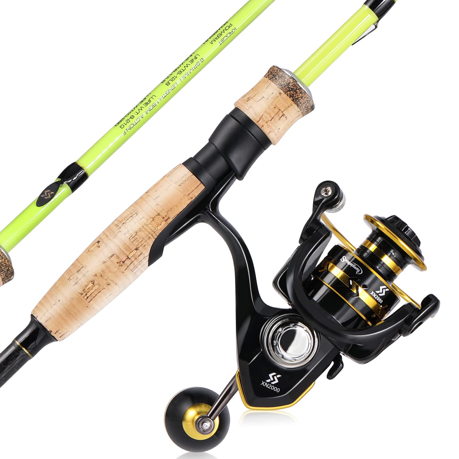 Sougayilang Fishing Rod and Reel Combo, Stainless Steel Guides Fishing Pole with Spinning Reel Combo for Saltwater and Freshwater-yellow-6.9ft and 3000