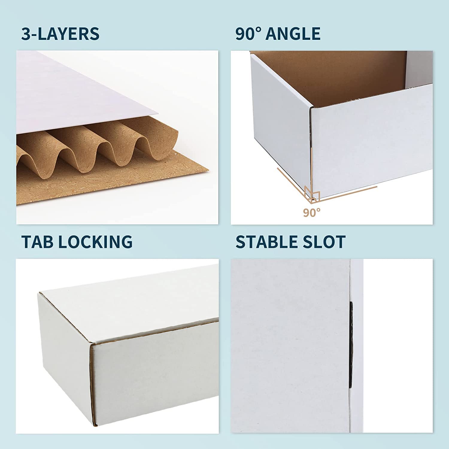 Cardboard Boxes for Trading Cards,Baseball,Football,Basketball,Hockey, Sportscards,Trading Card Storage Box for Toploader full lid-Corrugated Cardboard Storage Boxes (4-PACK, White)